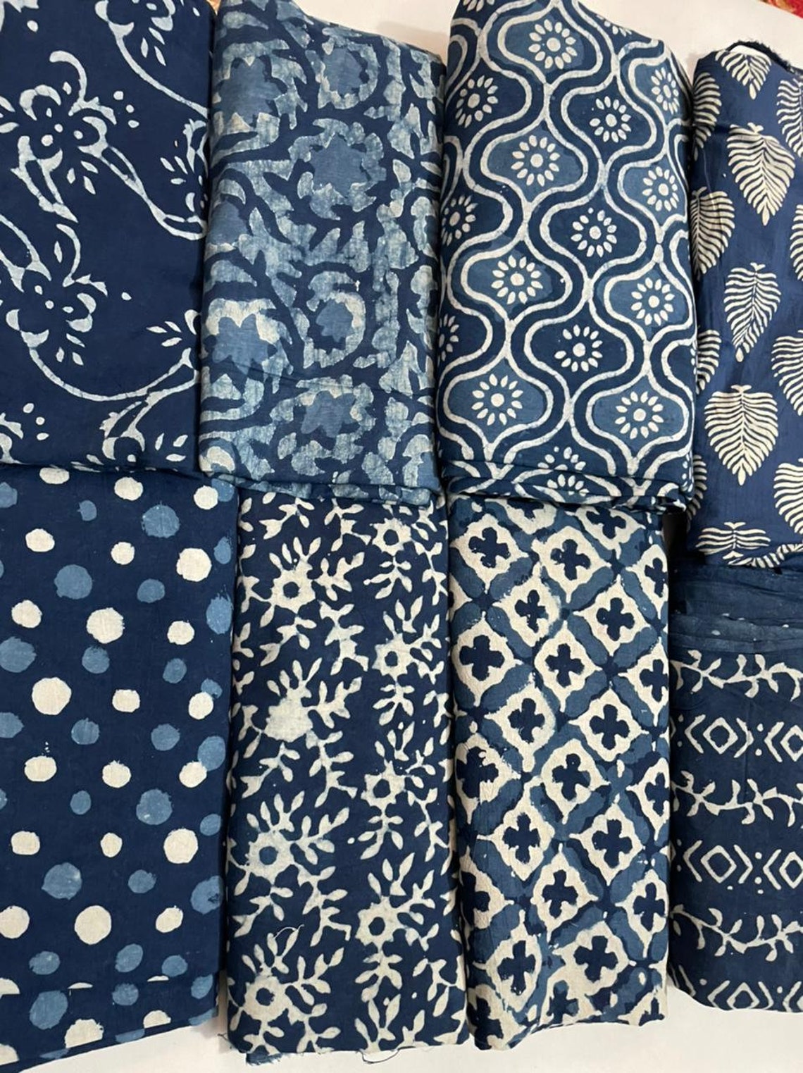 Indigo Blue Fabric Scraps Boho Quilting Cotton Fabric Indian - Etsy