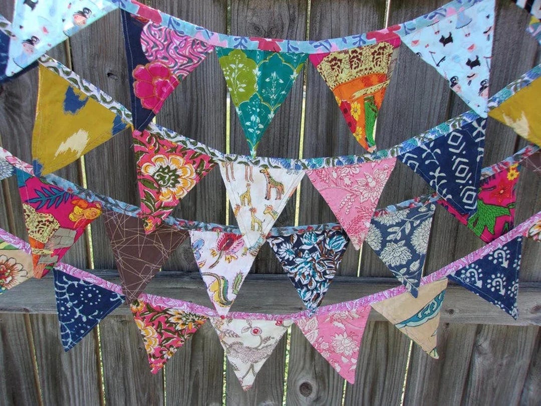 FABRIC BUNTING BANNER Boho Indian Colorful Cotton Bunting Garland ...