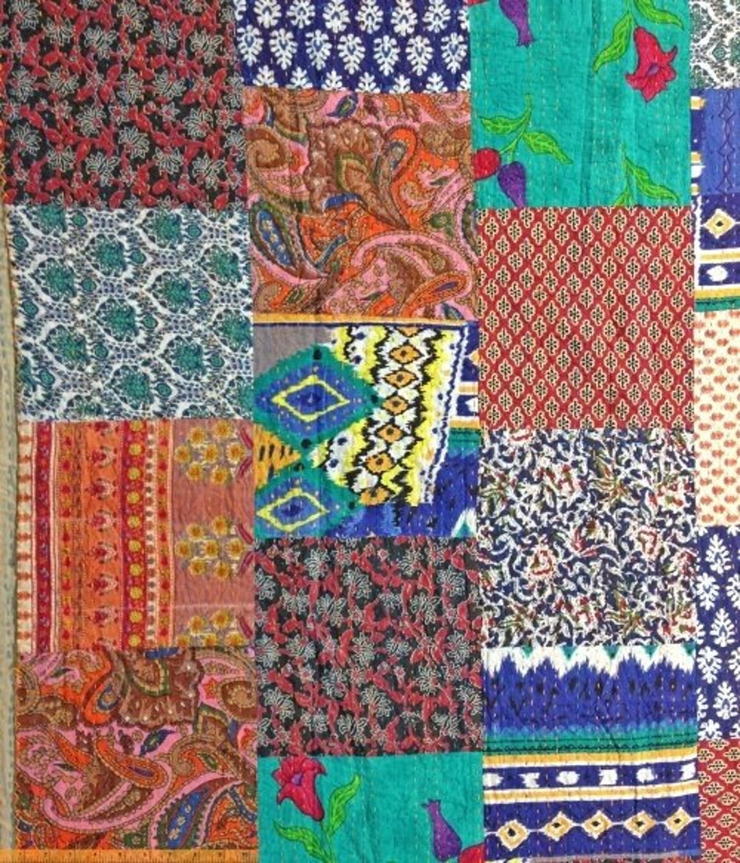 Vintage Colorful Bohemian Kantha Fabric Swatches Pack of 50cuts Indian ...