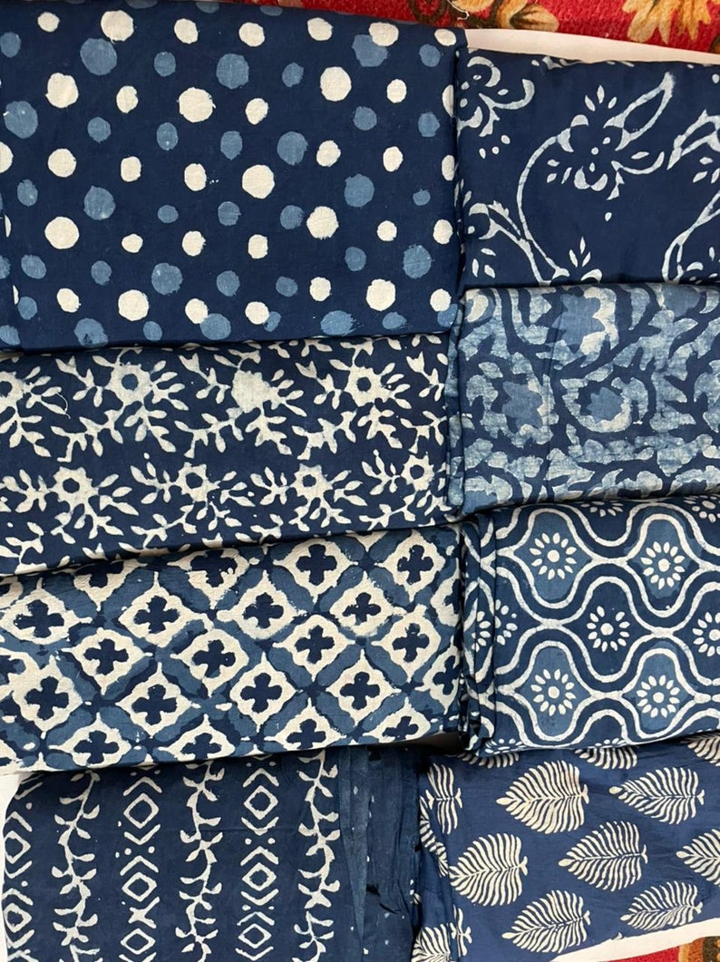 Indigo Blue Fabric Scraps Boho Quilting Cotton Fabric Indian - Etsy