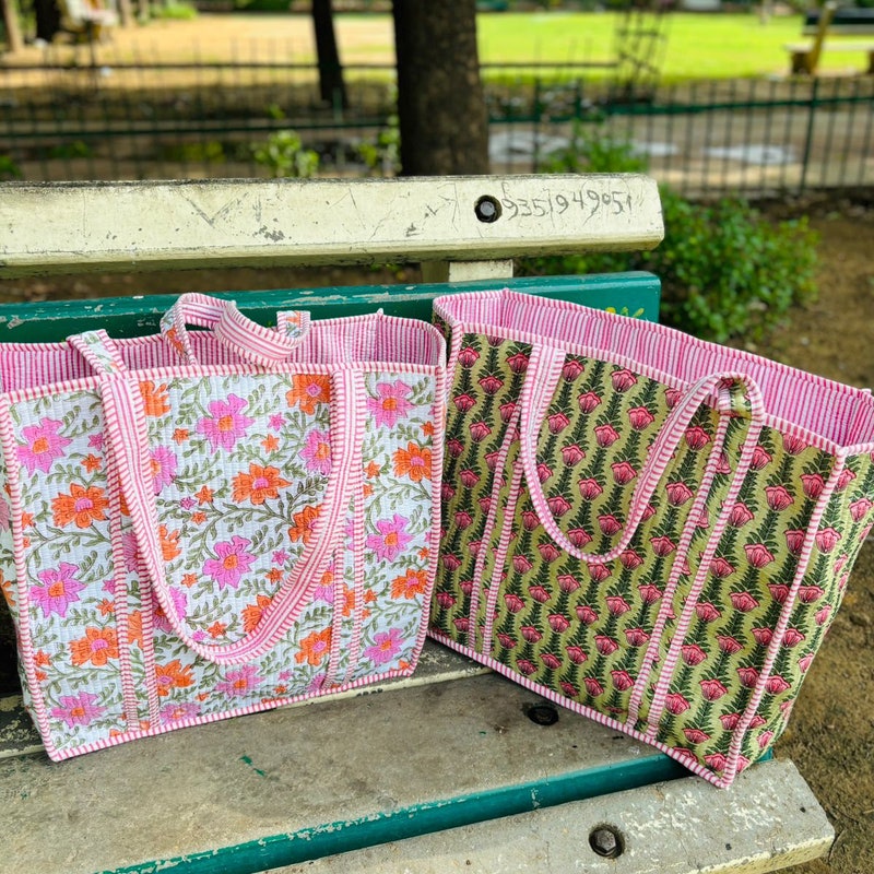 Block Print Project Bag - Etsy