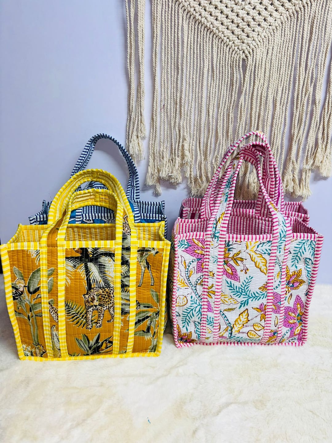 Indian Block Printed Tote Bags Large Cotton Quilted Women's Handbag ...