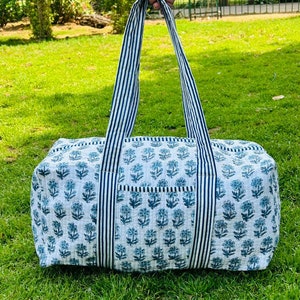 Women's Large Duffel Bag Boho Overnight Travel Bag Cotton Quilted ...