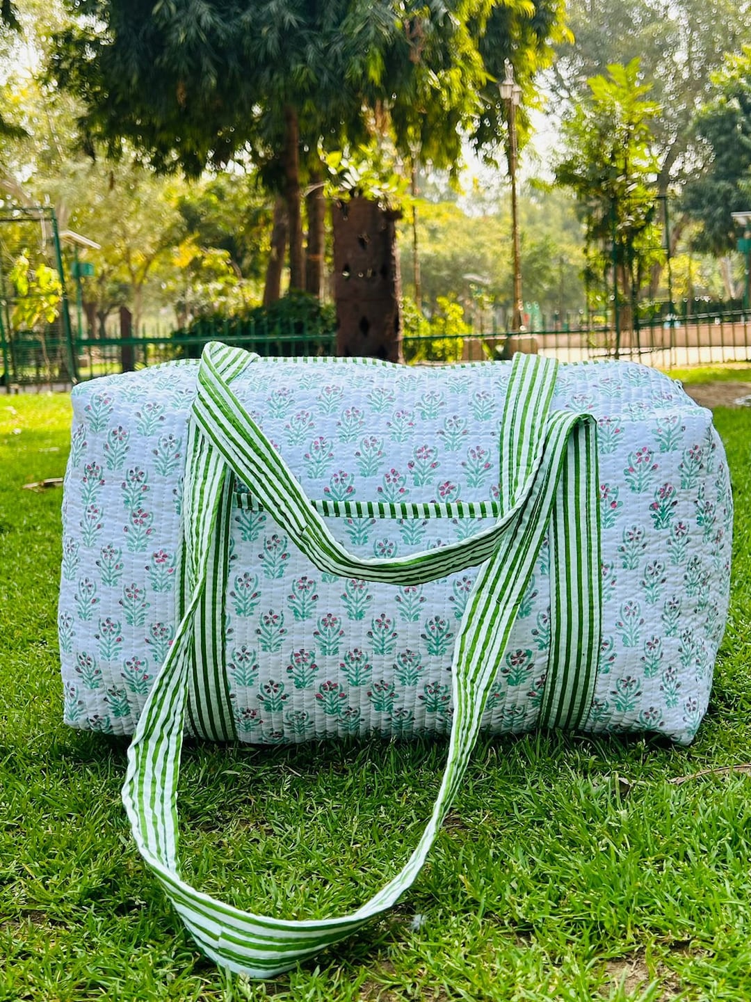 Women's Large Duffel Bag Boho Overnight Travel Bag Cotton Quilted ...