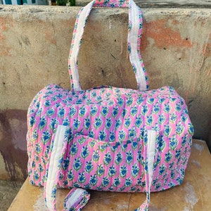 Large Cotton Weekender Travel Bag Handmade Quilted Fabric - Etsy