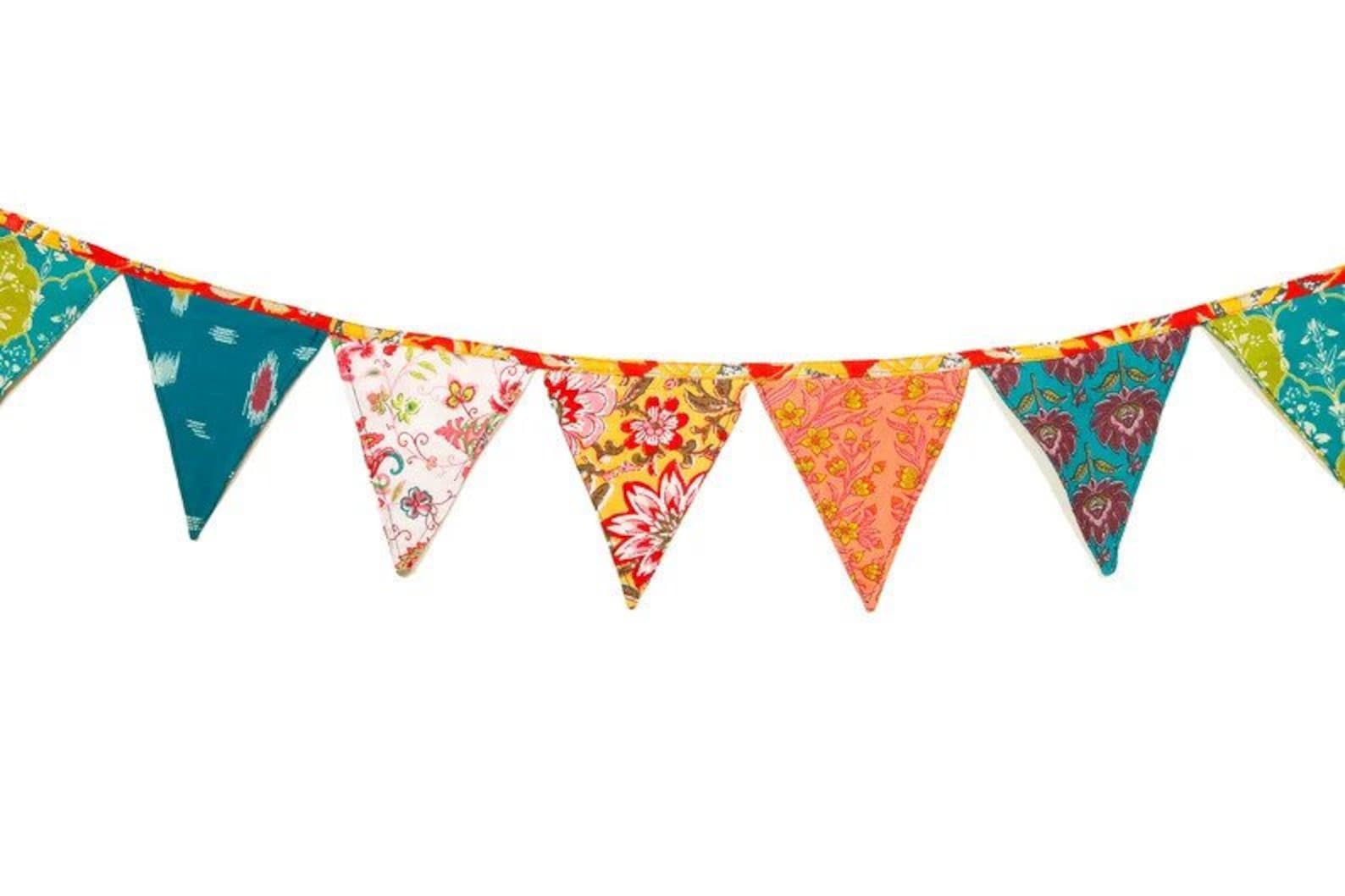 Colorful Fabric Bunting Flags Vintage Decor Festive Bunting Banner ...