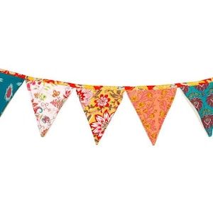 Colorful Fabric Bunting Flags Vintage Decor Festive Bunting Banner ...