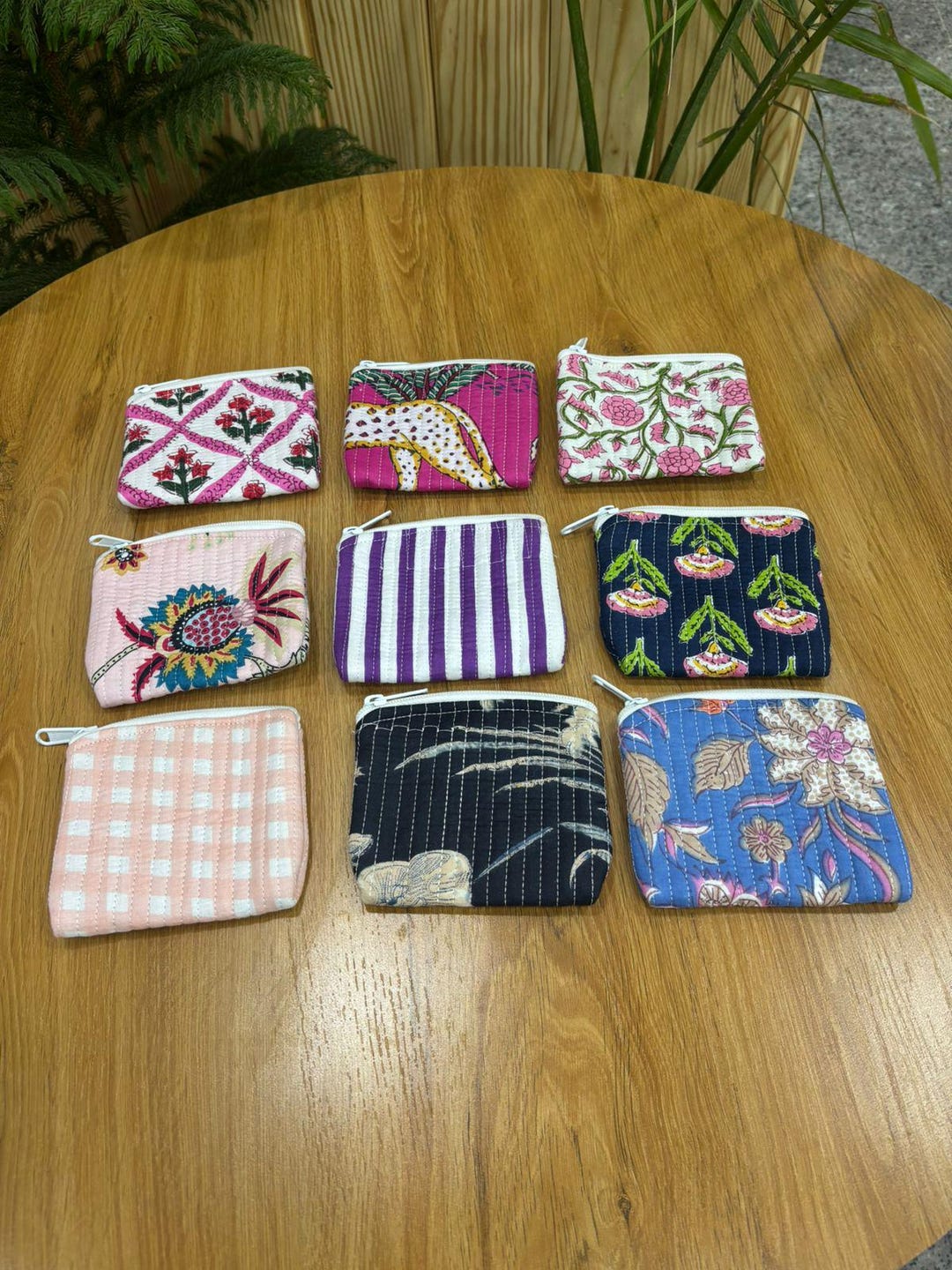 Hand Block Quilted Mini Coin Purse – Floral Print Cotton Small Wallet ...