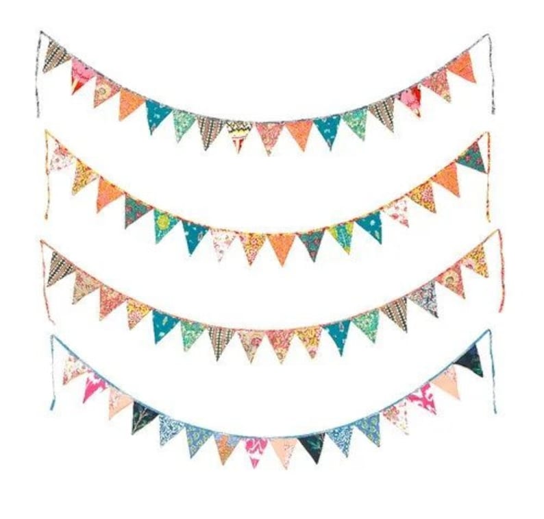 Colorful Fabric Bunting Flags Vintage Decor Festive Bunting Banner ...
