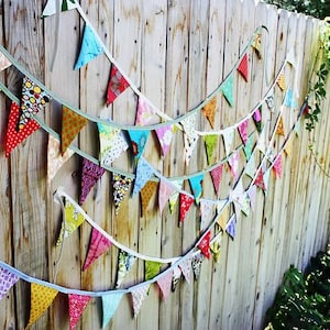 FABRIC BUNTING BANNER Boho Indian Colorful Cotton Bunting Garland ...