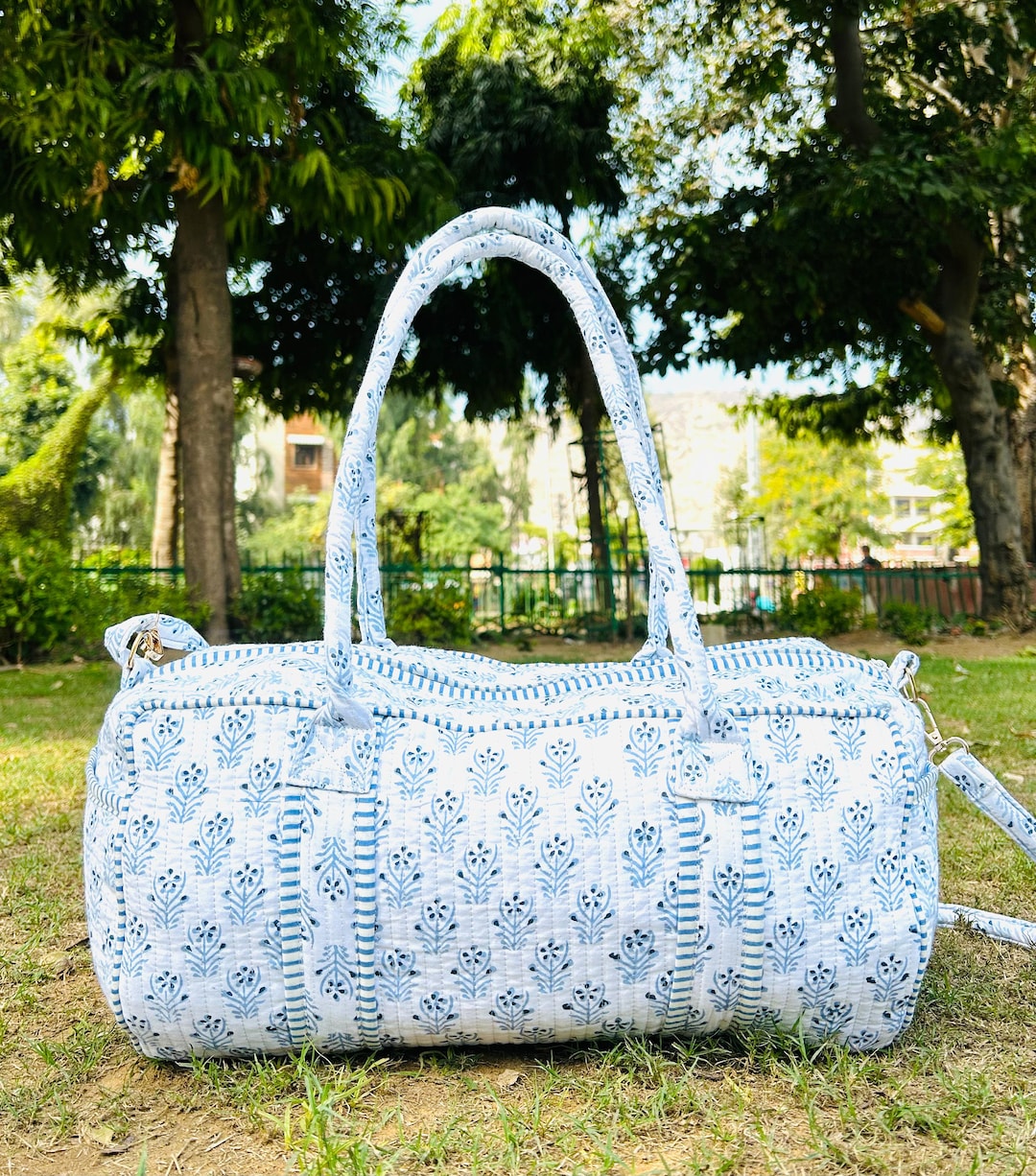 Women's Large Duffel Bag | Boho Overnight Travel Bag | Cotton Quilted ...
