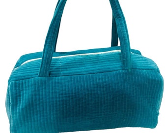 Large Cotton Weekender Travel Bag, Handmade Quilted Fabric Duffle Bag ...