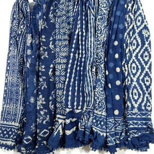 Indigo Print Women Wear Cotton Scarves Bohemian Scarves Indigo - Etsy