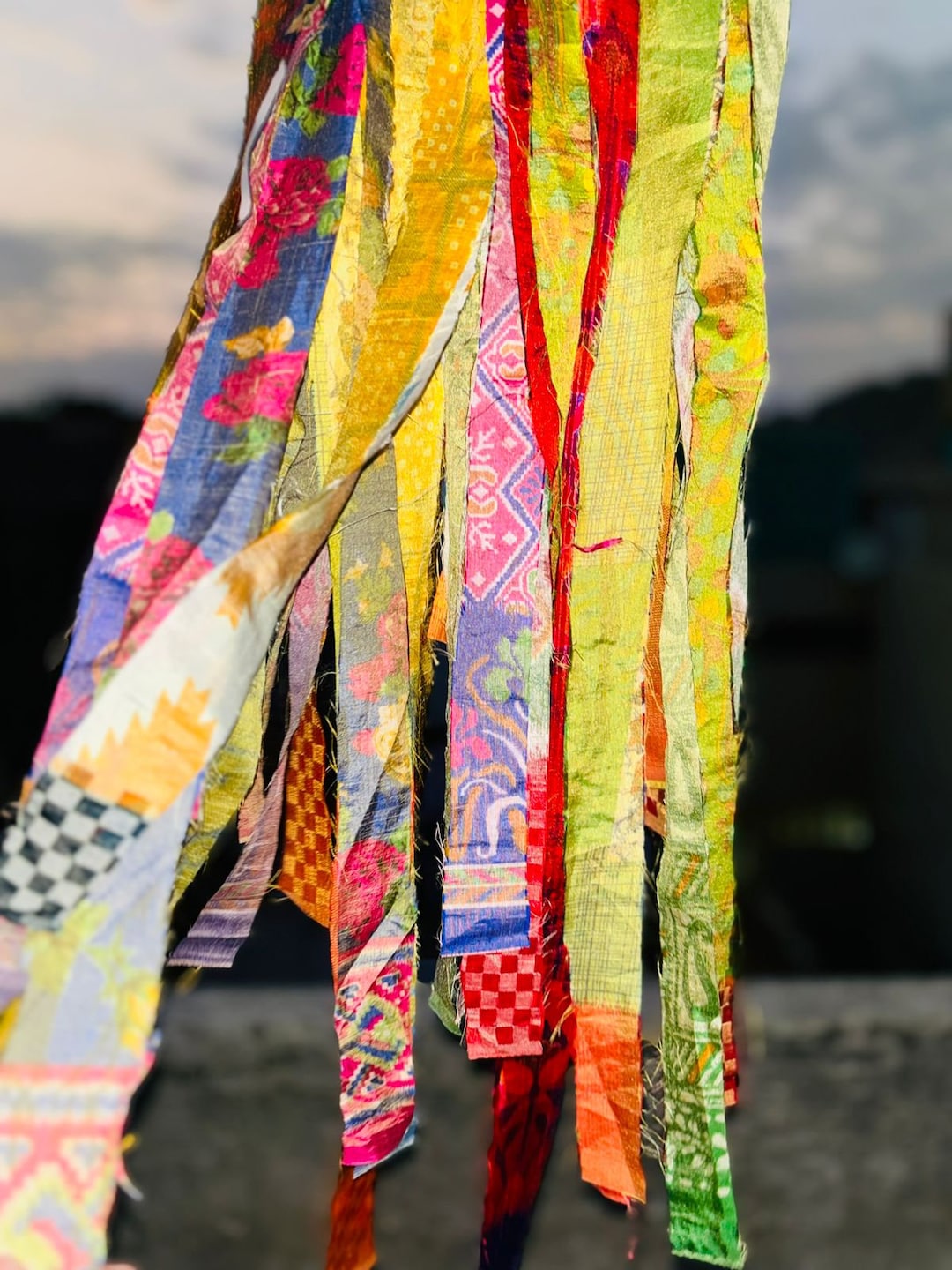 Recycled Sari Silk Ribbon, Sari Strips, Raw Edge Sari Ribbon, Boho Silk ...