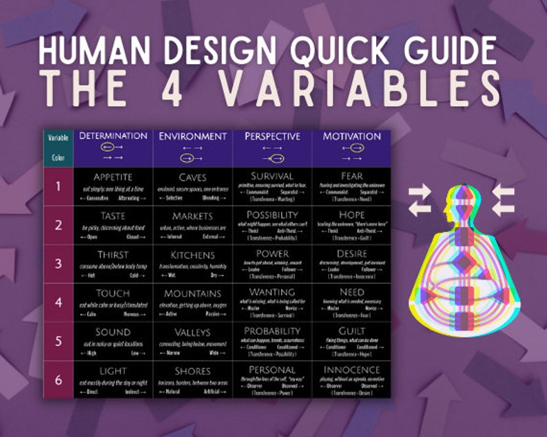 Human Design Quick Guide to the 4 Variables (transformations) - Etsy