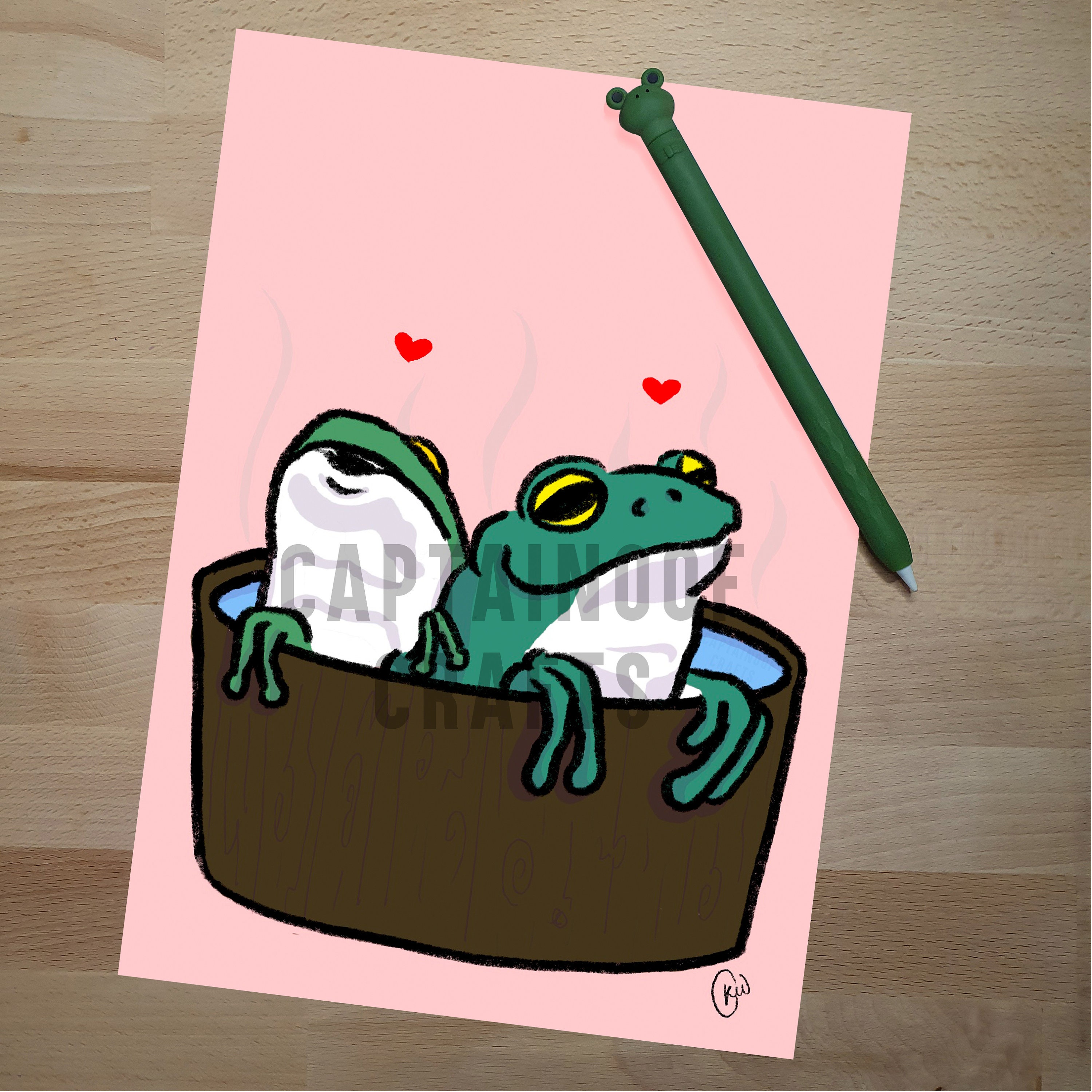 Two Frogs Chillin' in a Hot Tub - Etsy