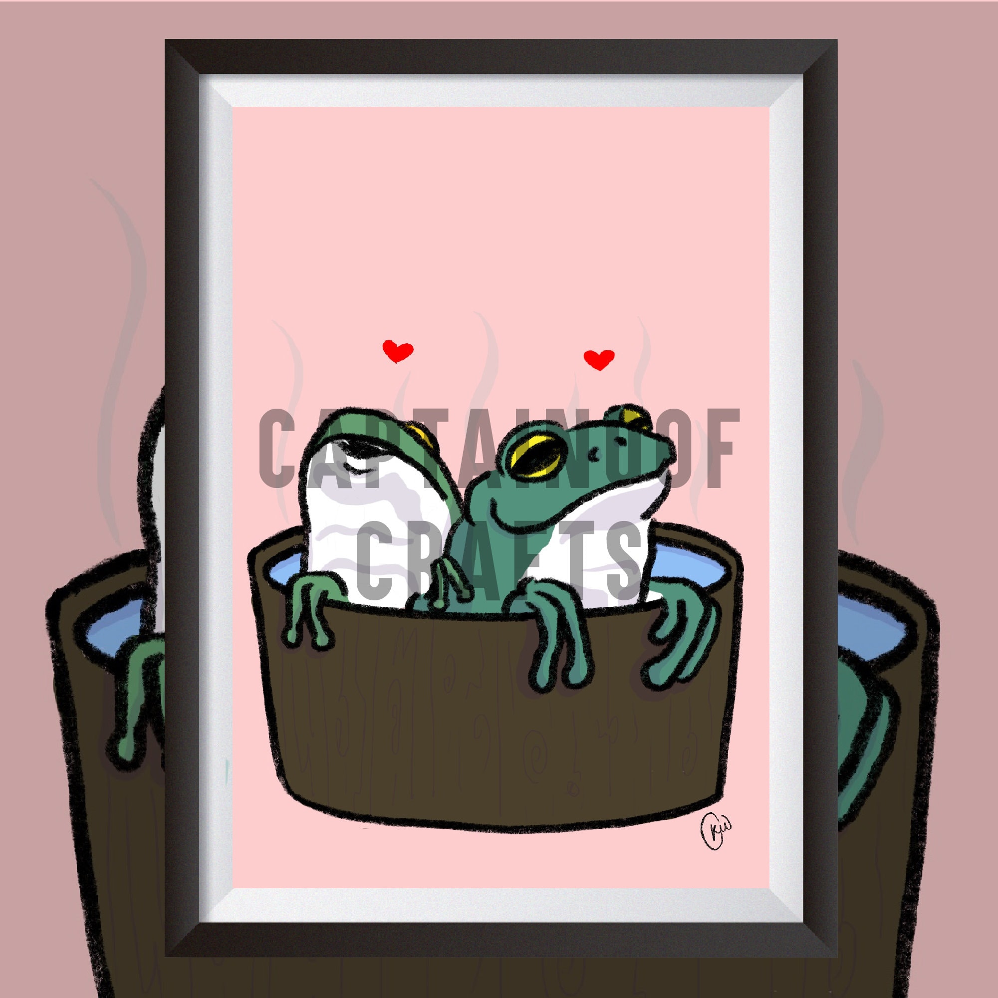 Two Frogs Chillin' in a Hot Tub - Etsy