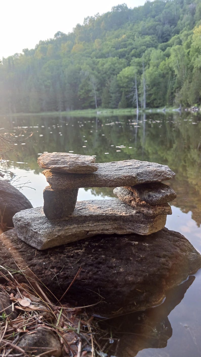 Set of 6 Stackable Flat Lake Stones. Zen Beach Pebbles Cairn. Aquarium ...