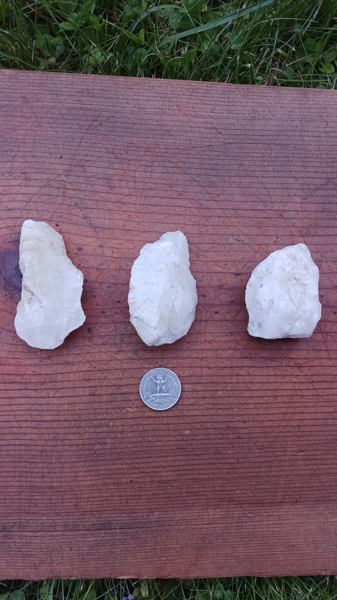 Natural Raw White Quartz Crystal Gemstones . 3 Pieces of Rough Snowy ...