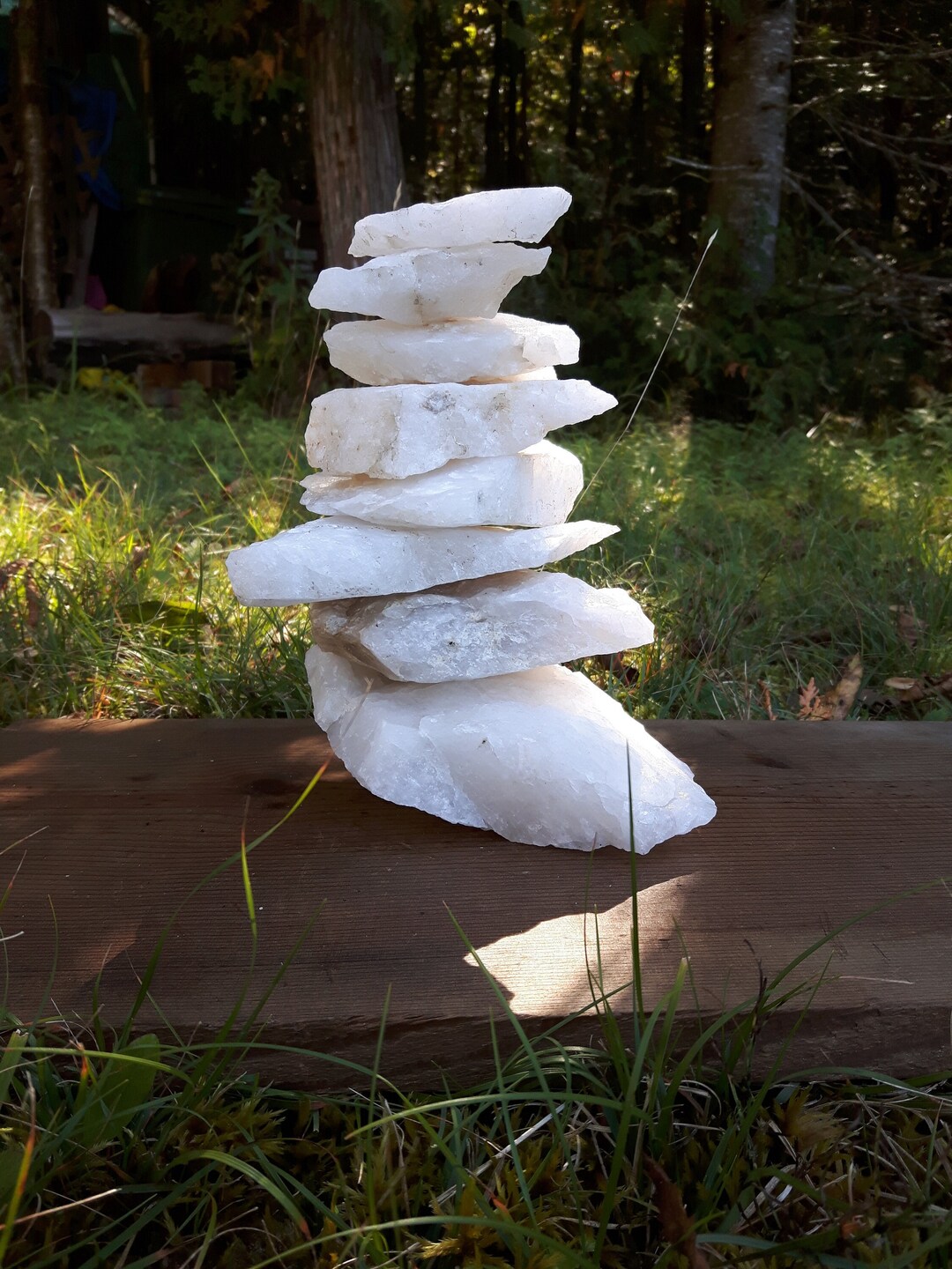 Stackable Massive Milky Quartz Cairn Set of 8 Balancing Gemstone Desk ...