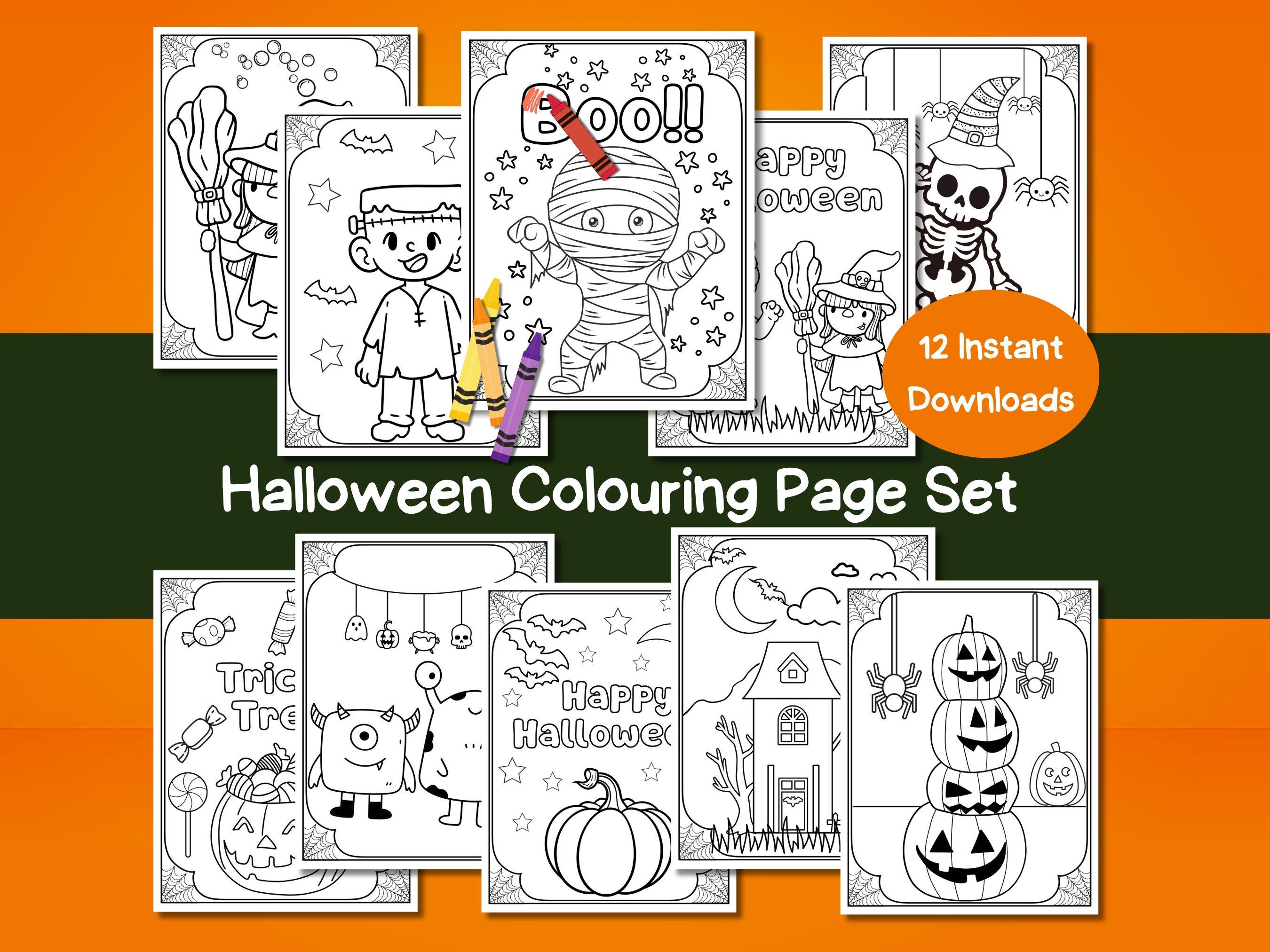 Halloween Colouring Page Set - Instant Download, Kids Halloween ...