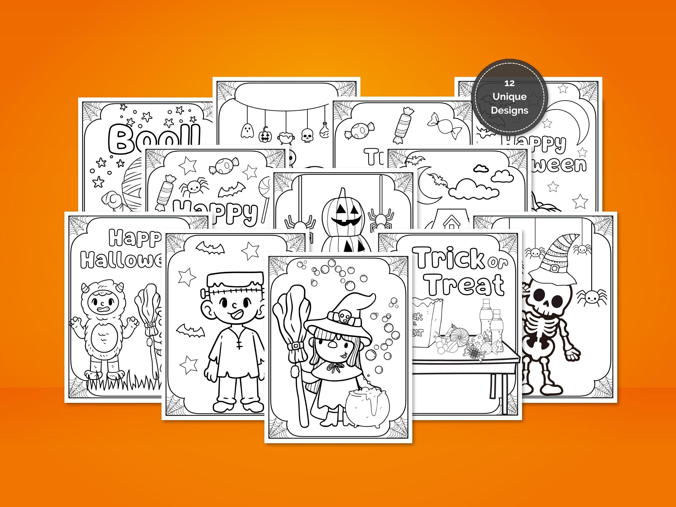 Halloween Colouring Page Set - Instant Download, Kids Halloween ...