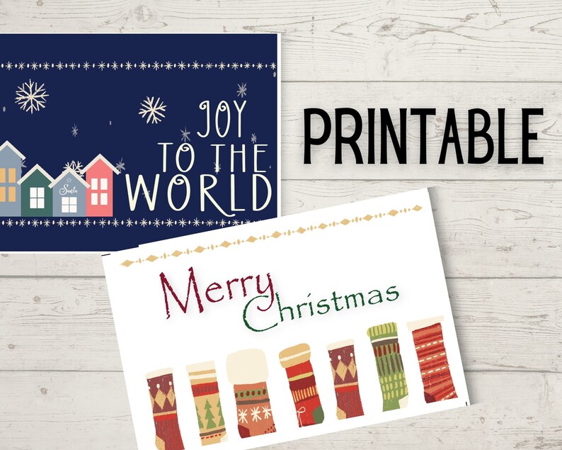Printable Christmas Cards and Tags Bundle, Holiday Tags, Gift Tags ...