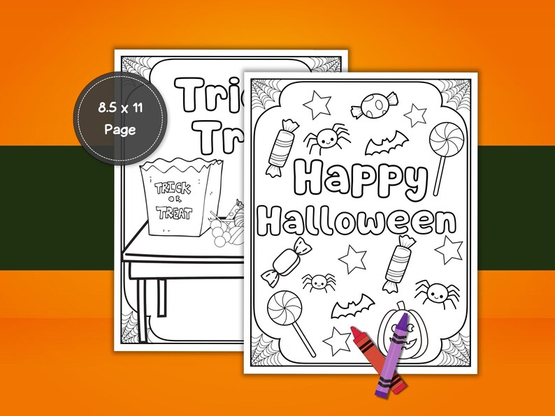 Halloween Colouring Page Set - Instant Download, Kids Halloween ...