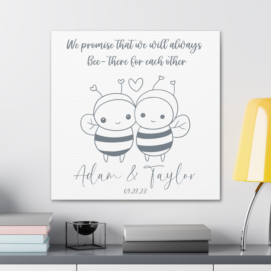 Custom Wall Art With Names and Date for Newly Wed Couple, Bee Lover ...