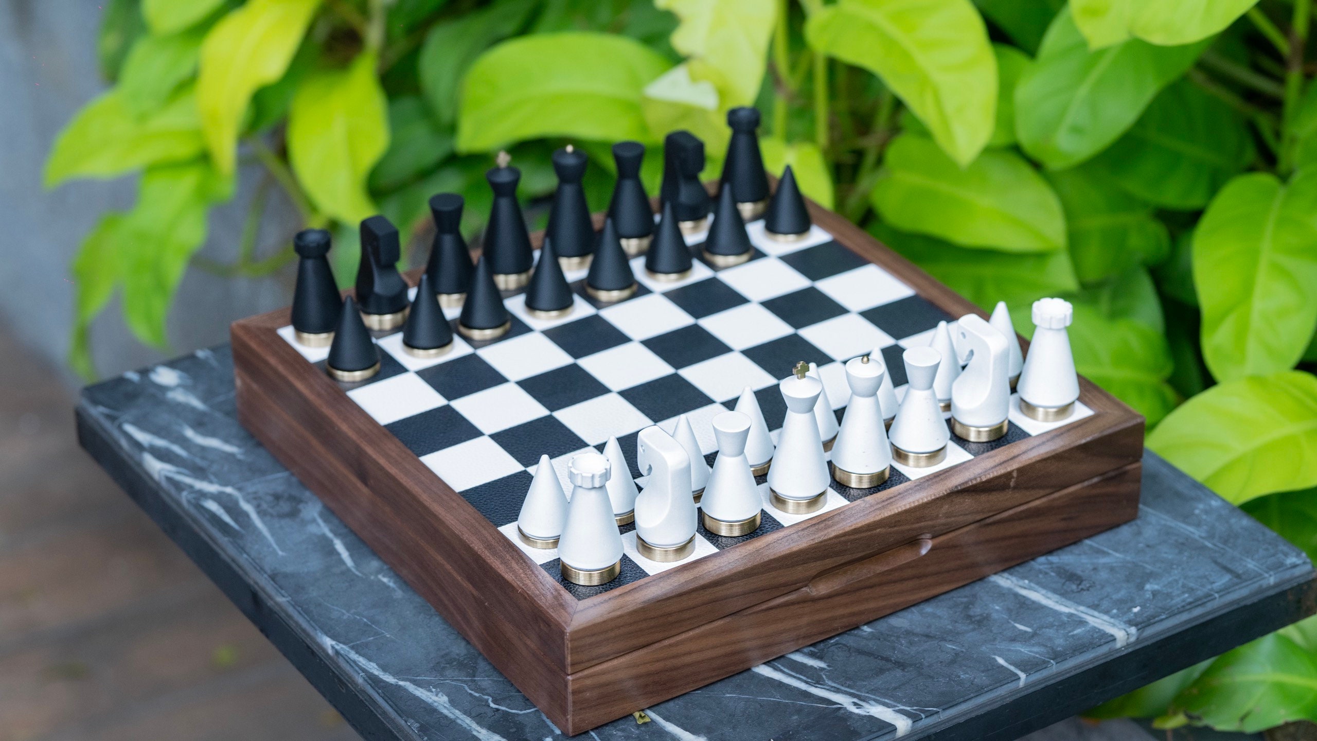 Premium Chess Set, Resin Chess Pieces, Handmade Chess Board, Walnut ...