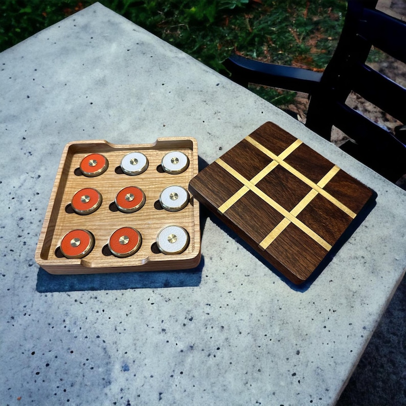 Tic Tac Toe Wooden Board Game Handcrafted Wooden Brass Tic Tac Toe ...
