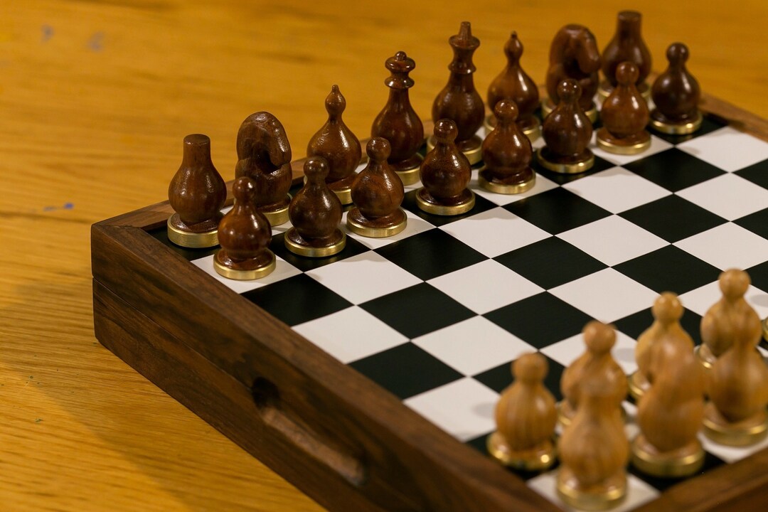 Chess Set With Board, Hand Crafted Chess Sets From Walnut, Leather Wood ...