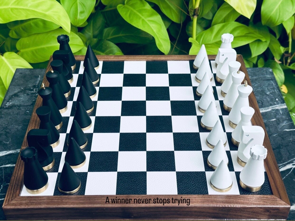 Premium Chess Set, Resin Chess Pieces, Handmade Chess Board, Walnut ...