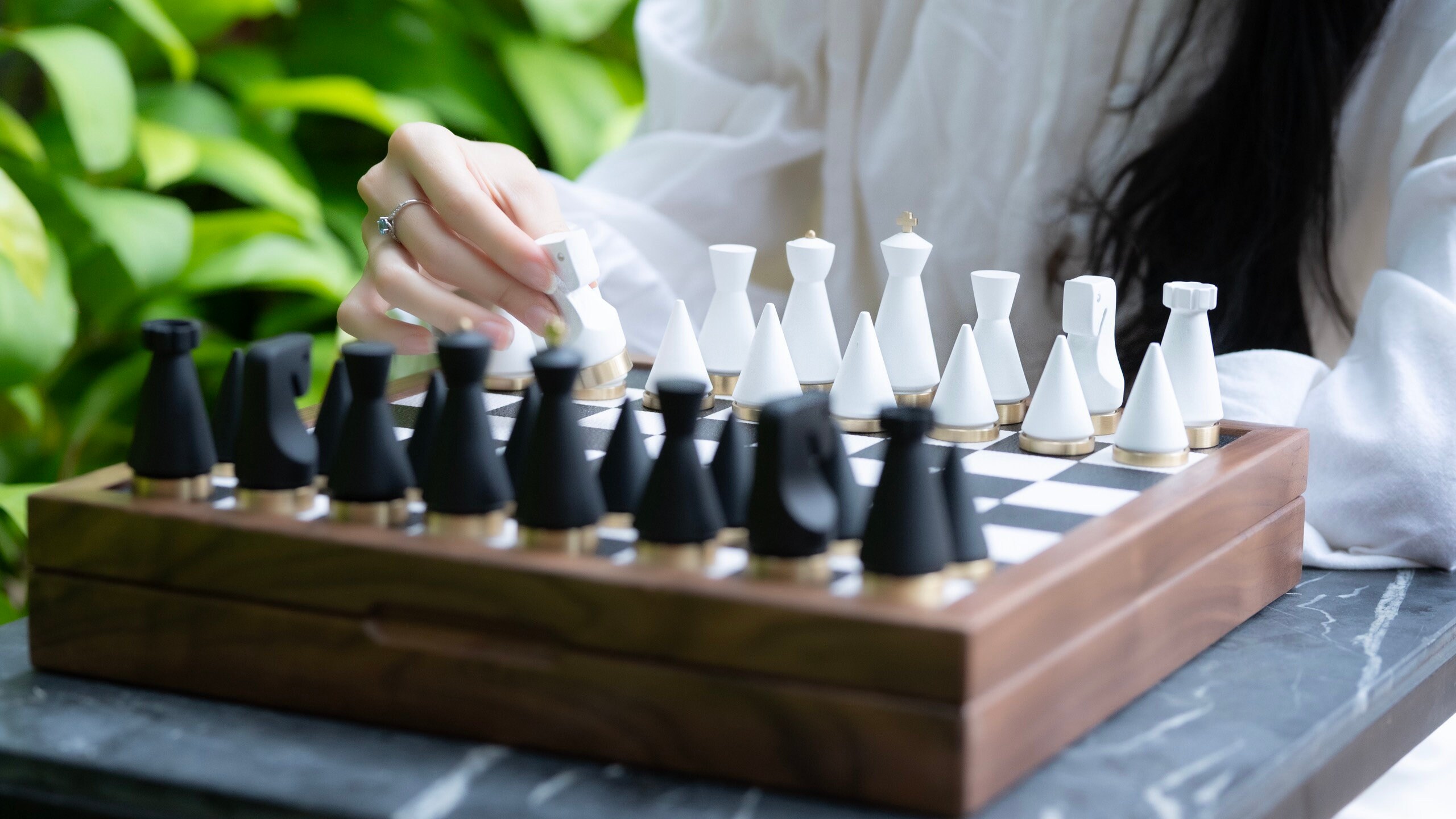 Premium Chess Set, Resin Chess Pieces, Handmade Chess Board, Walnut ...