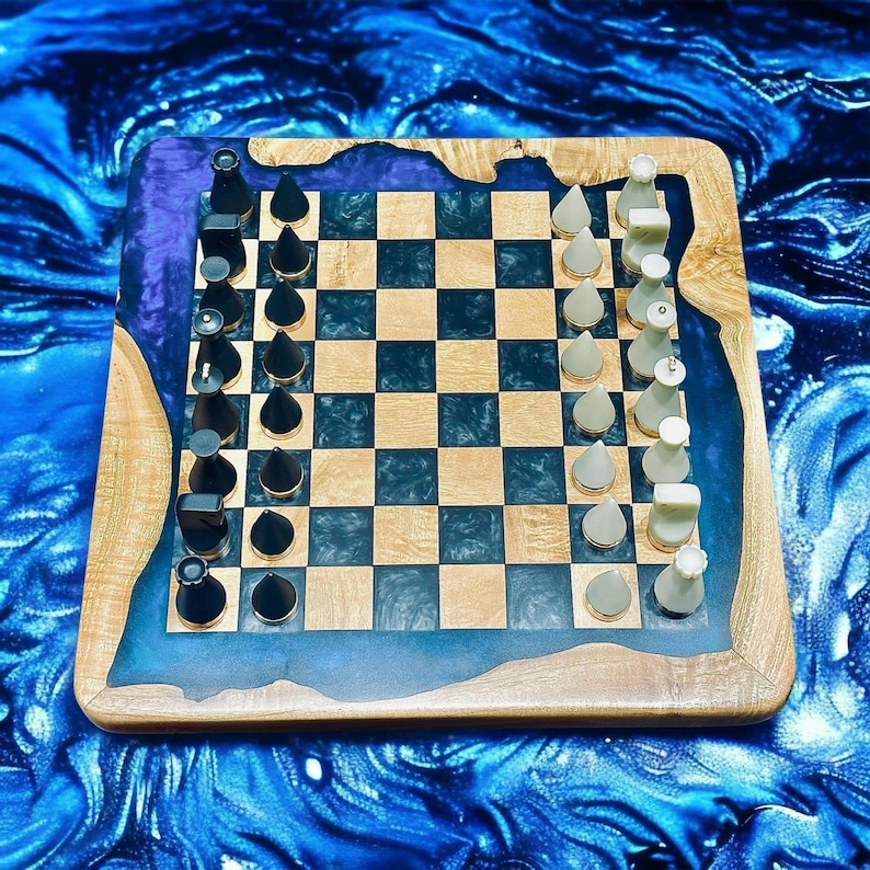 Epoxy Chess Set, Epoxy Chess Board, Hand Crafted Chess Sets , Resin and ...