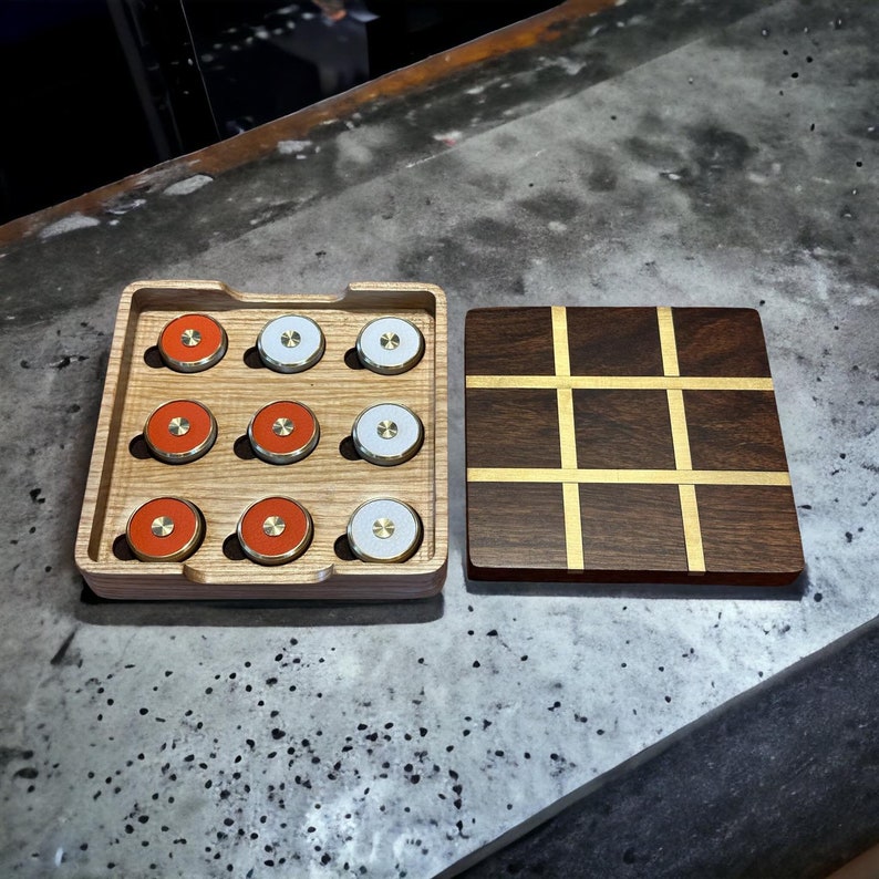 Tic Tac Toe Wooden Board Game Handcrafted Wooden Brass Tic Tac Toe ...