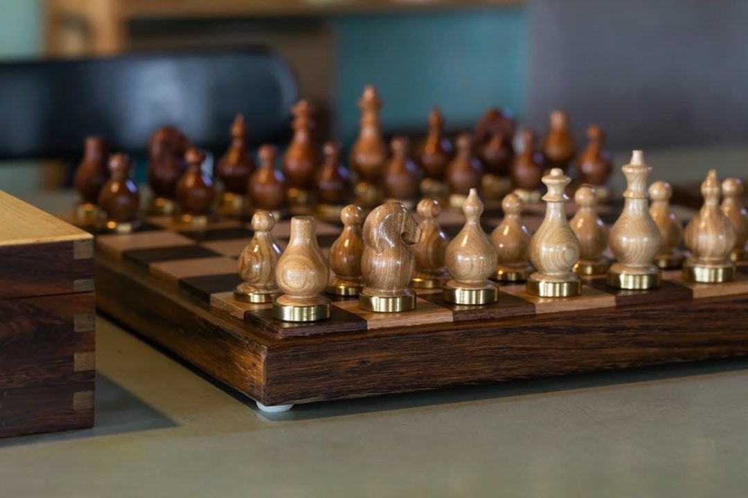 Brown Chess Board With Wenge and Oak Wood, for Chess Players Perfect ...