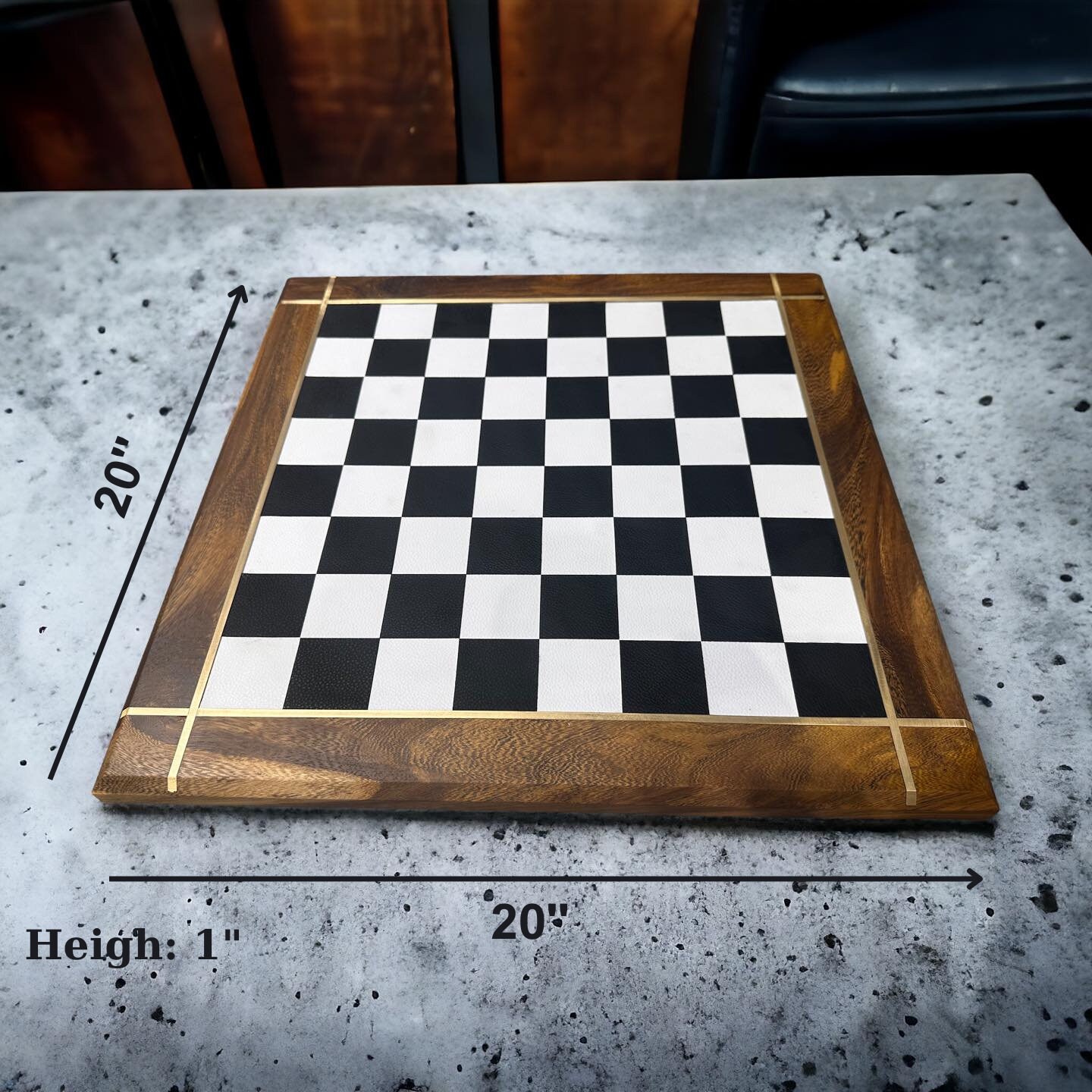 18" , 20" Wooden Chess Board , Wenge Chess Board, Leather and Brass Bar ...
