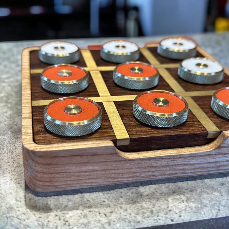 Tic Tac Toe Wooden Board Game Handcrafted Wooden Brass Tic Tac Toe ...