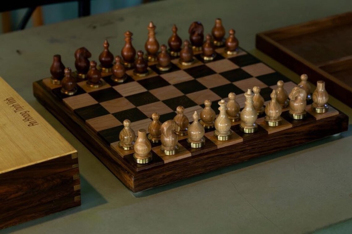 Brown Chess Board With Wenge and Oak Wood, for Chess Players Perfect ...