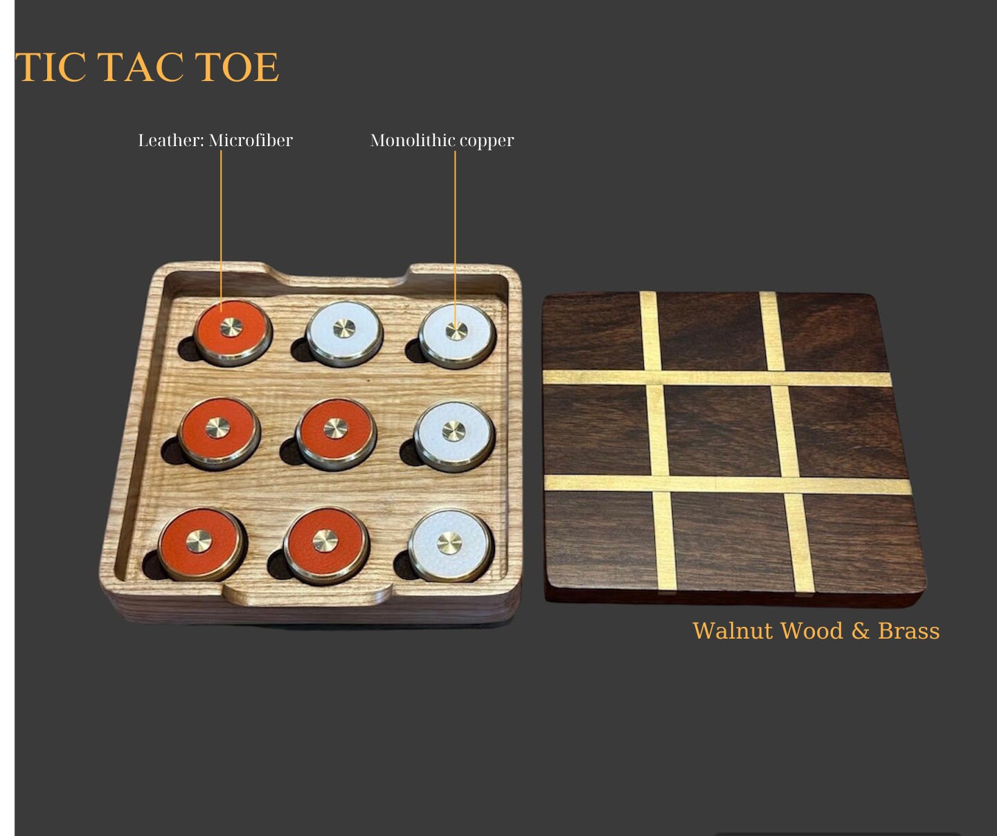 Tic Tac Toe Wooden Board Game Handcrafted Wooden Brass Tic Tac Toe ...