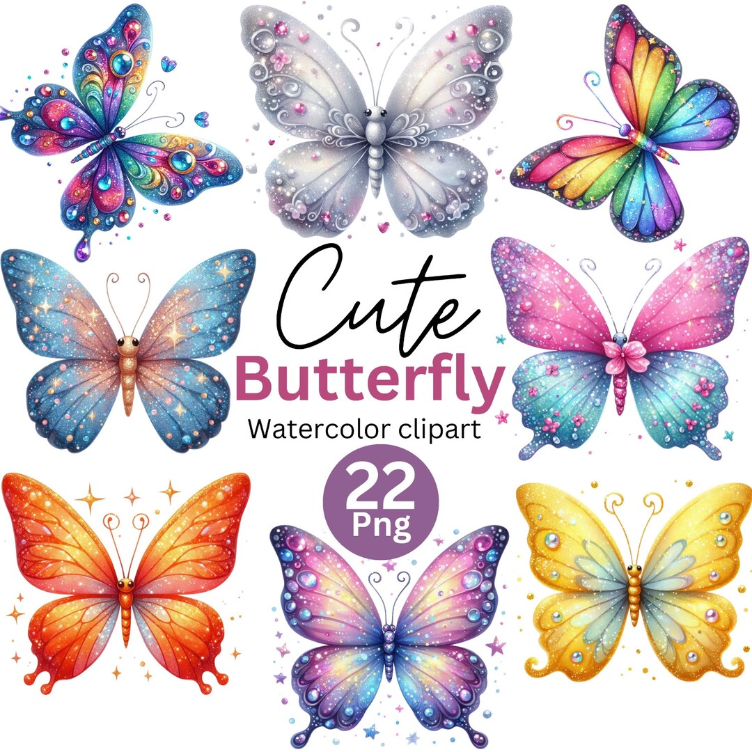 Watercolor Butterflies Clipart Watercolor Butterfly PNG Colorful ...