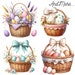 Easter Baskets Watercolor Clipart Bundle 25 PNG Floral Egg Basket ...