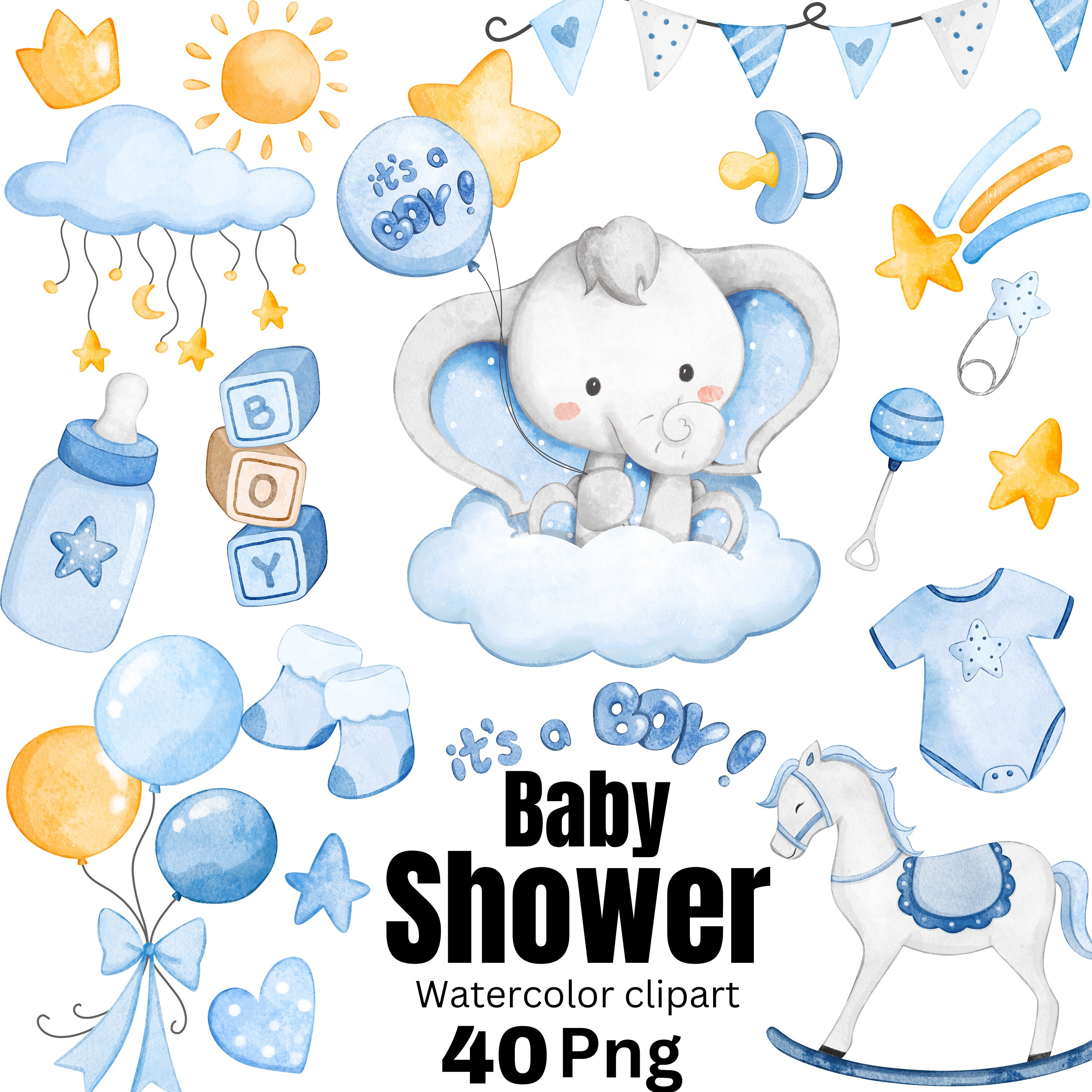 Watercolor Baby Boy Clipart, Newborn Baby, Nursery Clipart, Baby Decor ...