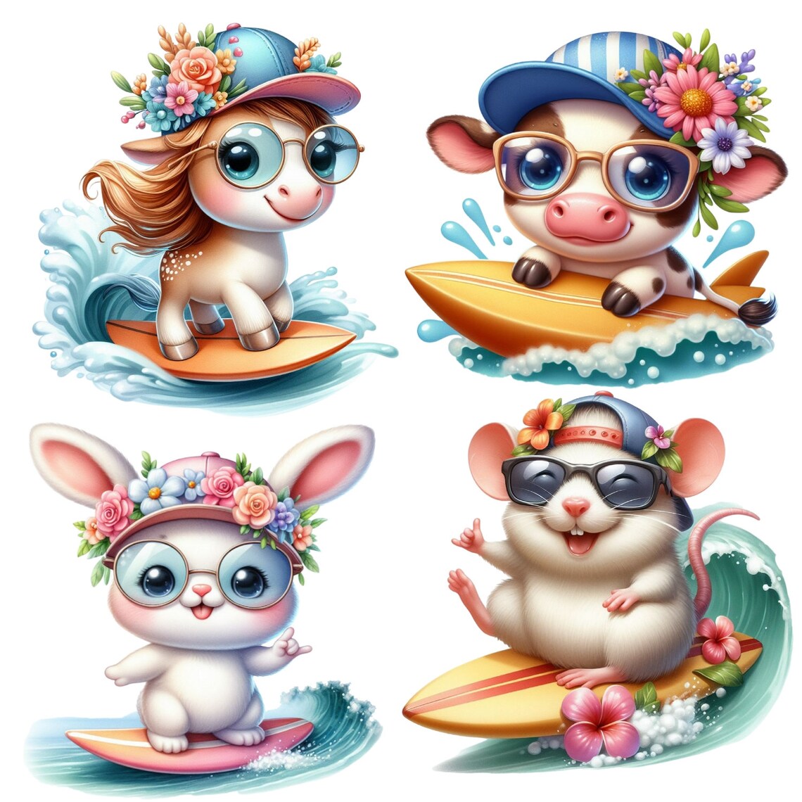 Beach Day Clipart Bundle, Watercolor Summer,cute Undersea, Vacation Png ...