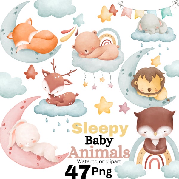 Sleeping Animals Clipart - Etsy