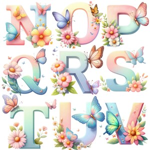 Watercolor Floral Alphabet Collection Clipart,36pngpastel Alphabet ...