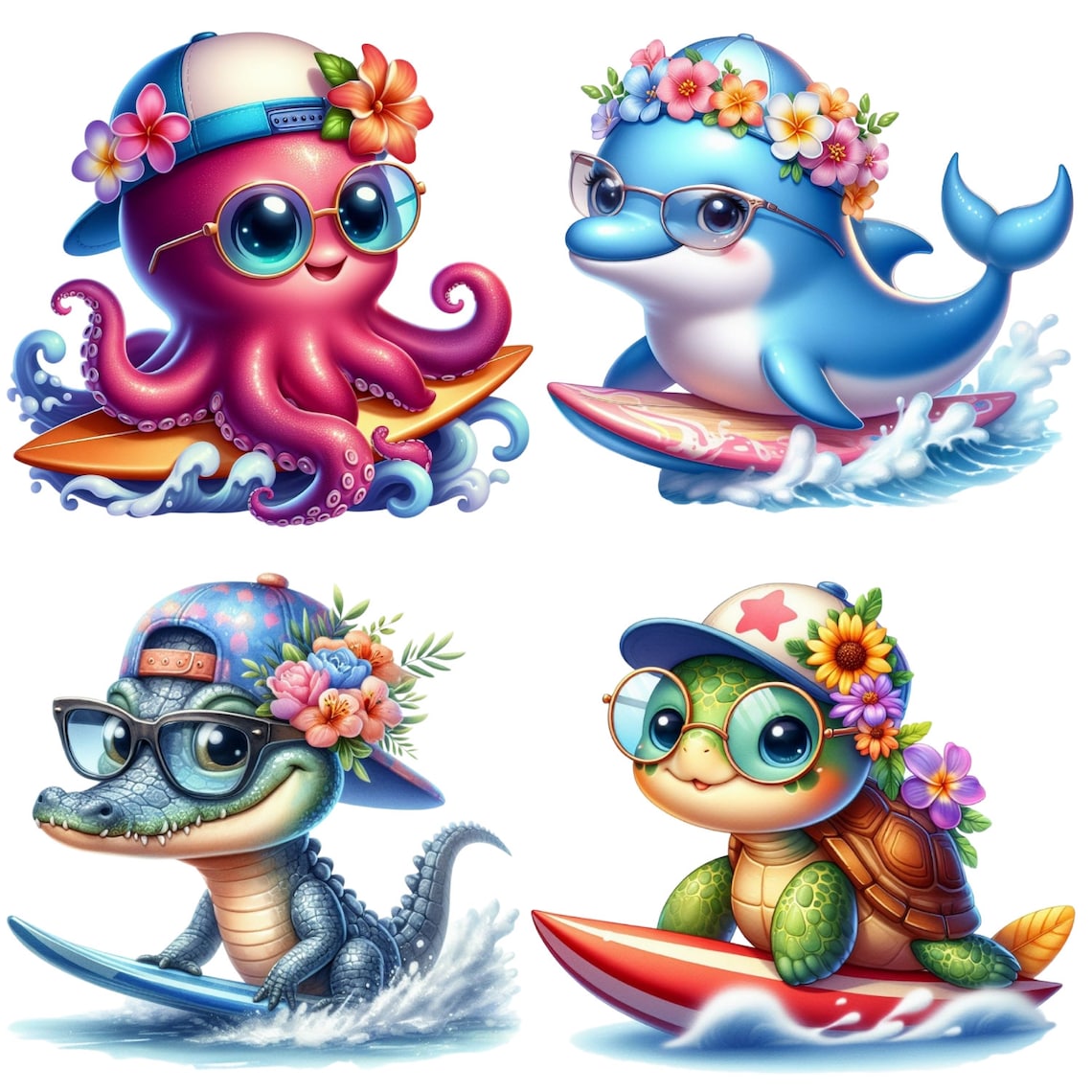 Beach Day Clipart Bundle, Watercolor Summer,cute Undersea, Vacation Png ...