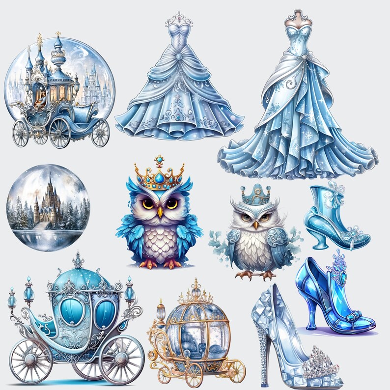 Watercolour Winter Princess Clipart Ice Fantasy PNG Digital Image ...