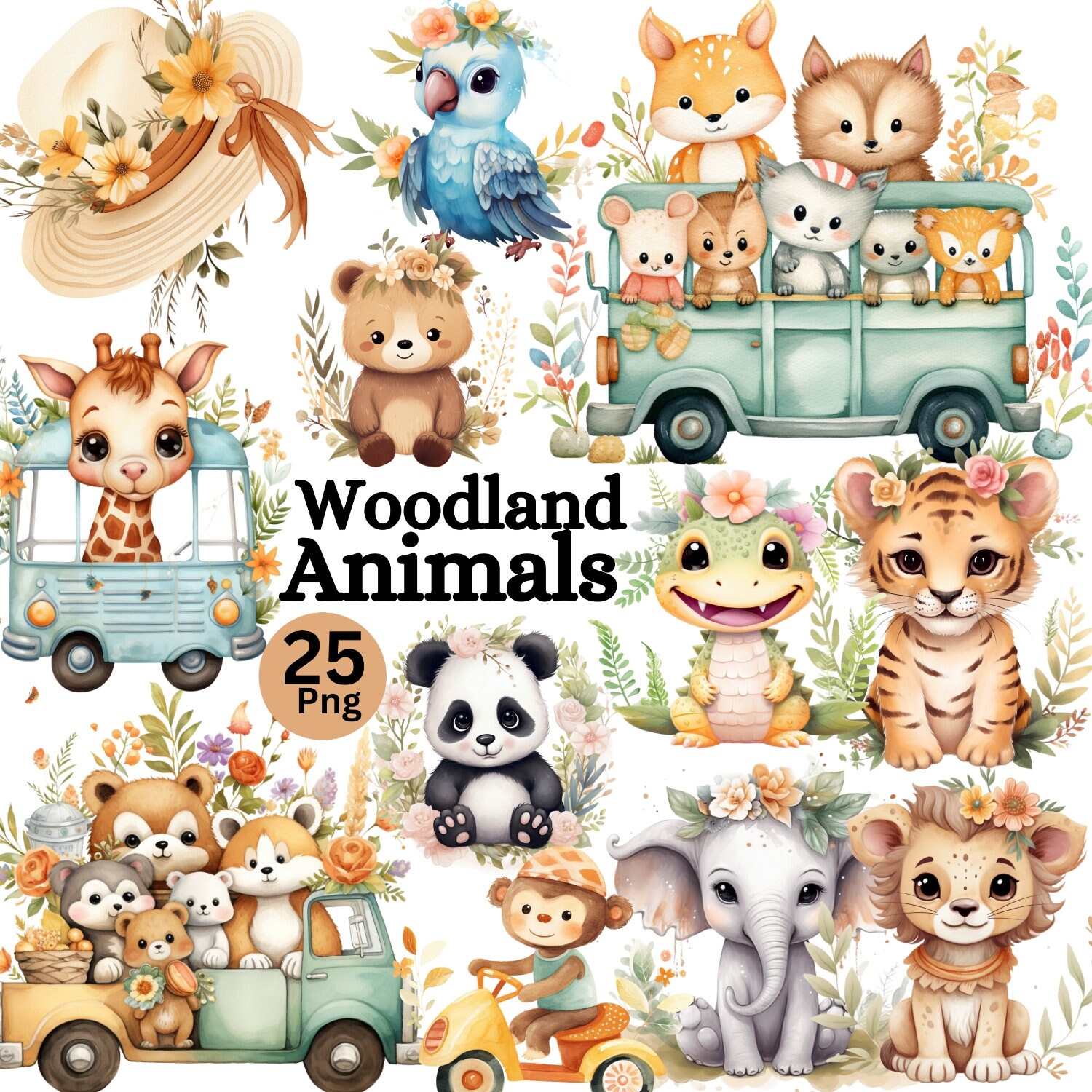 Woodland Animals,watercolor Forest Animals PNG, Forest Baby Animals ...